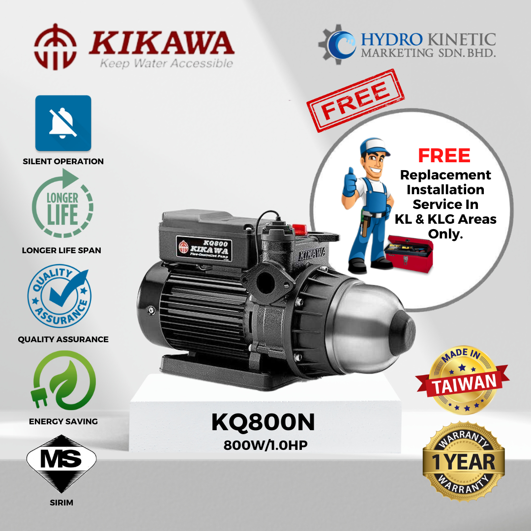 KIKAWA KQ800N AUTOMATIC SILENT BOOSTER WATER PUMP (1.0HP) FREE PUMP ...