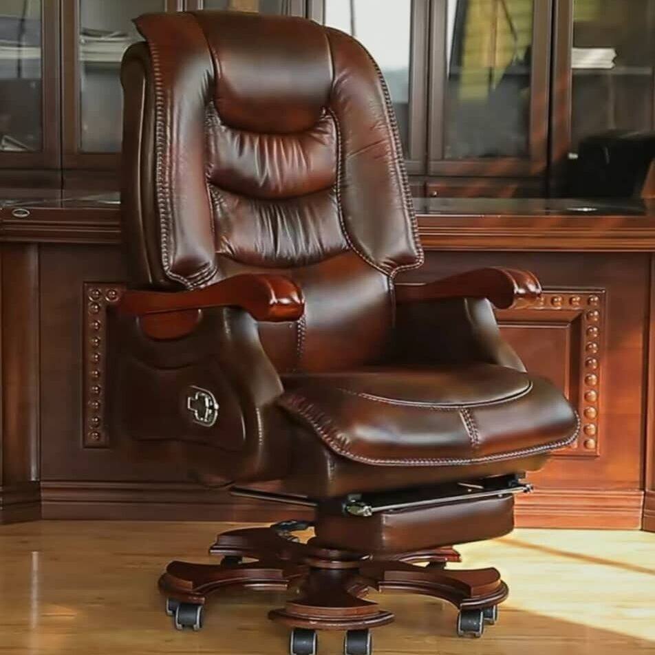 Director Chair Executive Chair Office Solid Wood High Back Adjust Lean ...