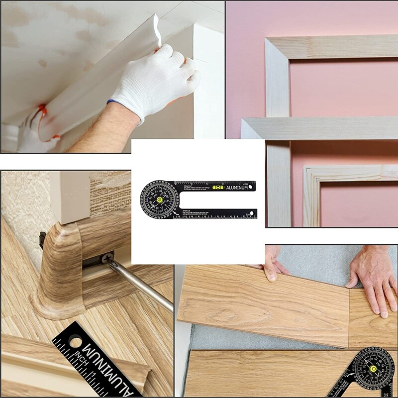 Miter Saw Protractor Rustproof Aluminum Angle Finder Gauge with Ruler ...