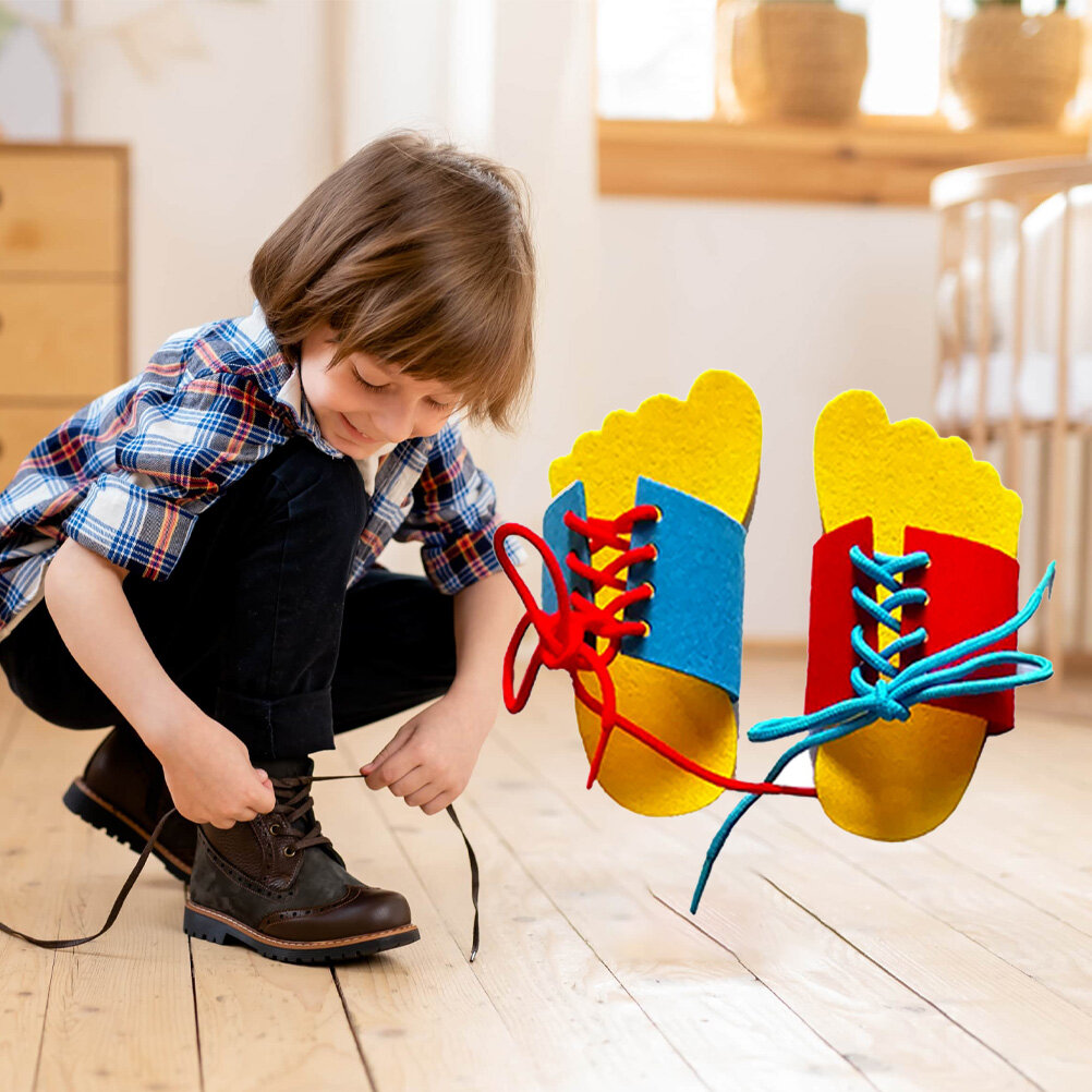 Kids Felt Learn to Lace Tie Shoes Children Practice Lacing Learning ...
