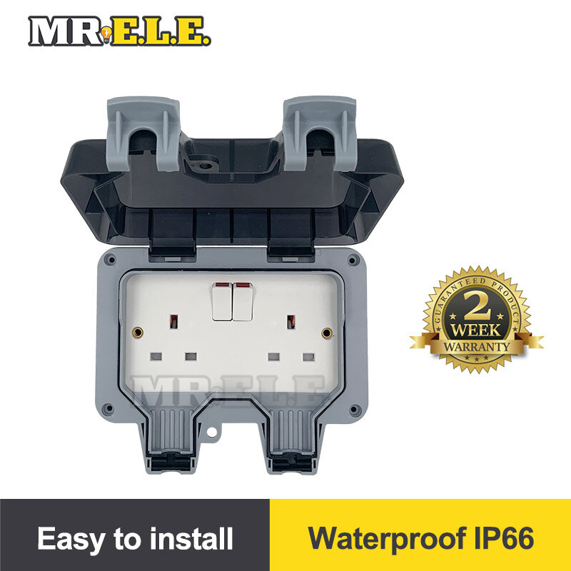 IP66 Double Weatherproof Waterproof Outdoor Wall Power Socket 13A ...