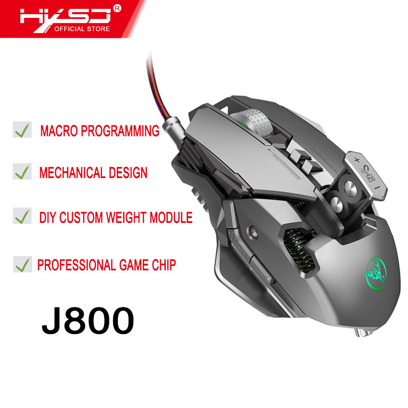 HXSJ J800คีย์บอร์ดLEDเมาส์สำหรับเล่นเกมส์6400Dpi LED Backlight Comfort ...