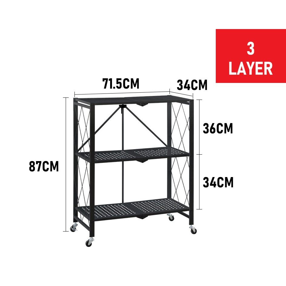 SUPAMO Foldable Storage Rack With Wheel Rak Dapur Rak Kabinet Dapur Rak ...