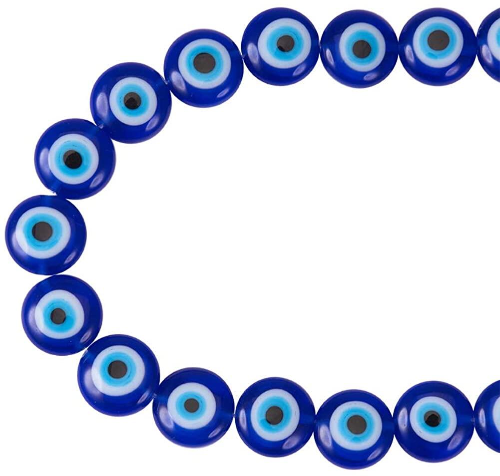 Beebeecraft 1 Box Handmade Evil Eye Lampwork Beads Strands Flat Round ...