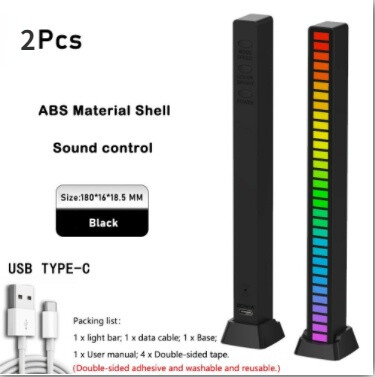 2pcs 3D RGB Voice Control Rhythm Light Sound Control Ambient Light ...