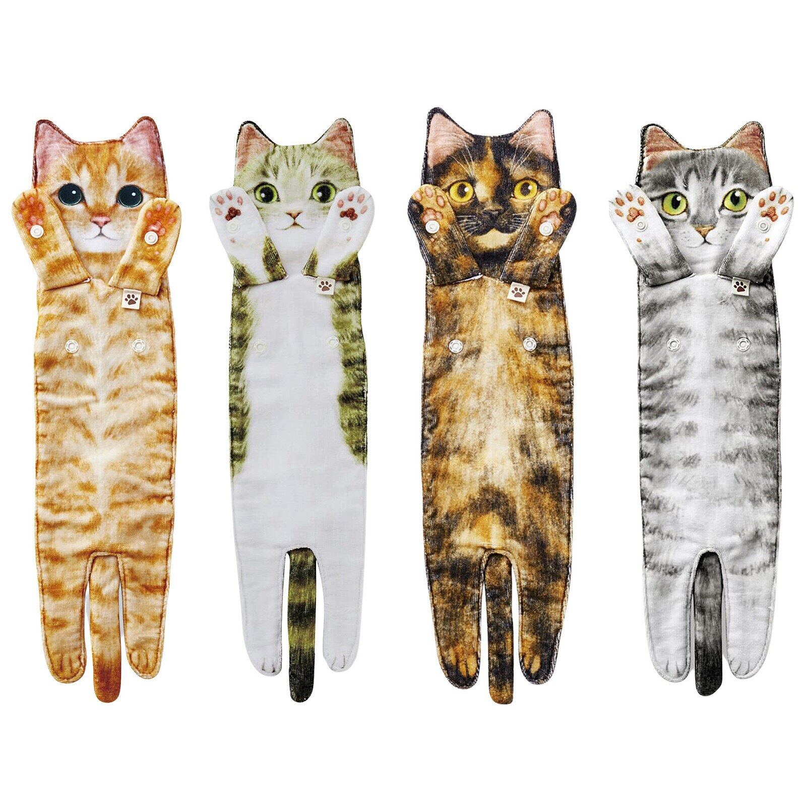 Funny Cat Hand Towels Cats Decor Kitchen Hangings Towels Cat Shape Wipe ...