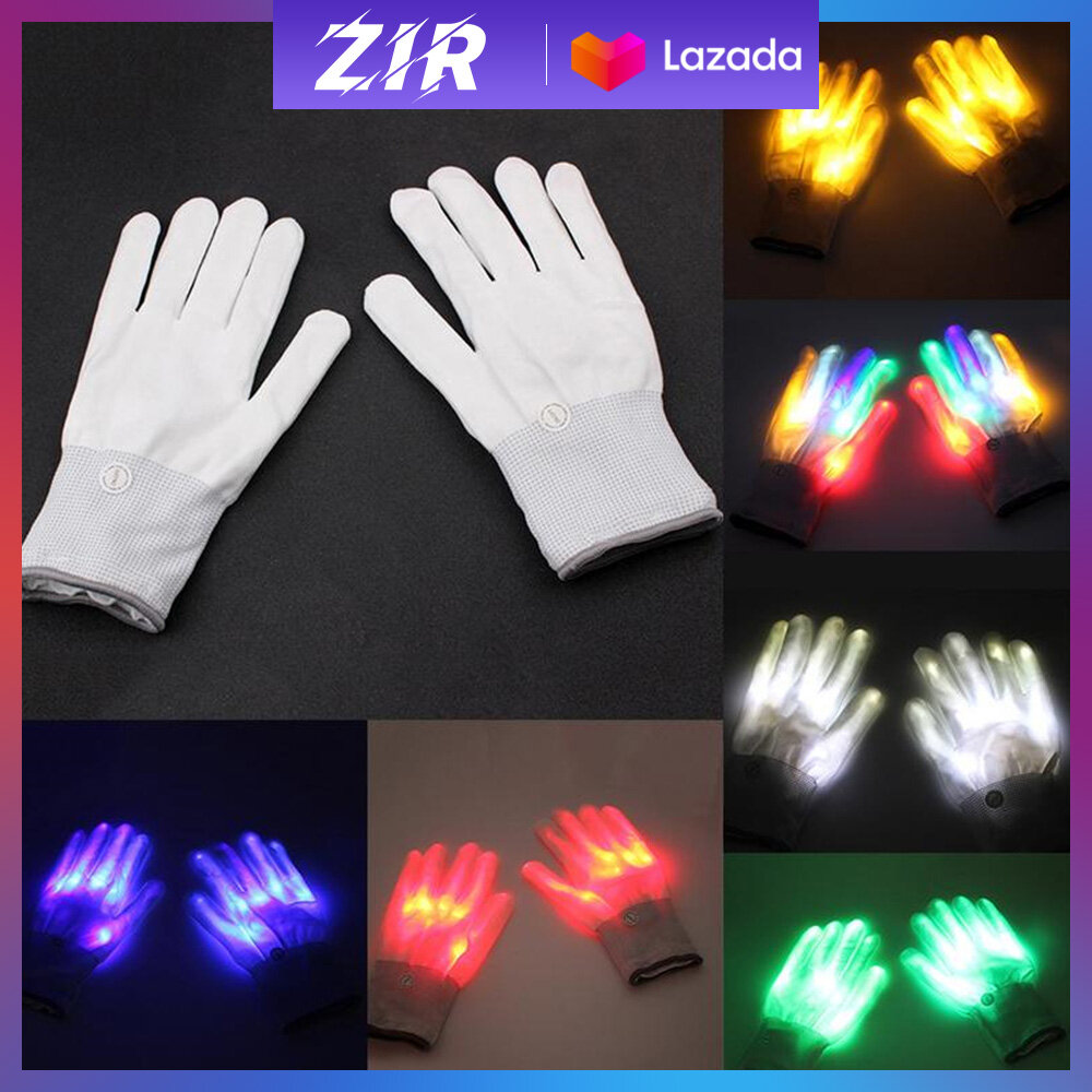 LED Skull Hand Gloves Neon Guantes Glowing Halloween Party Light Props ...