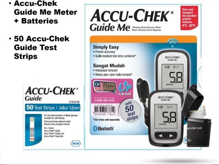 Accu-chek Guide Me Gluco meter Complete Kit (With FOC 25's Guide Strips ...