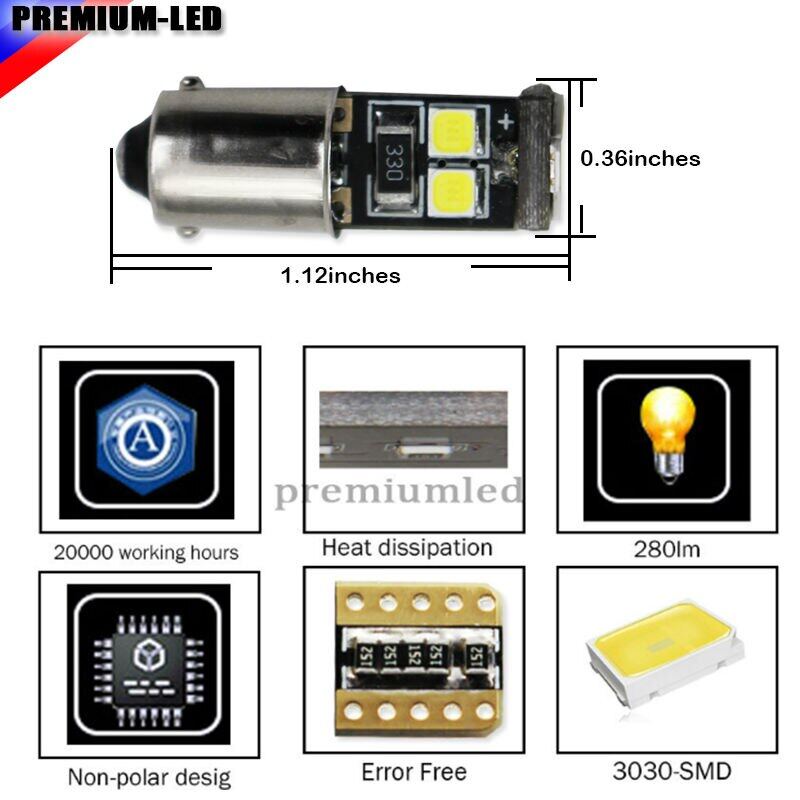 (2) CAN-Bus ข้อผิดพลาดฟรี BAX9S H6W T4 150องศา LED เปลี่ยนหลอดไฟสำหรับตำแหน่งที่จอดรถหรือไฟป้าย ...