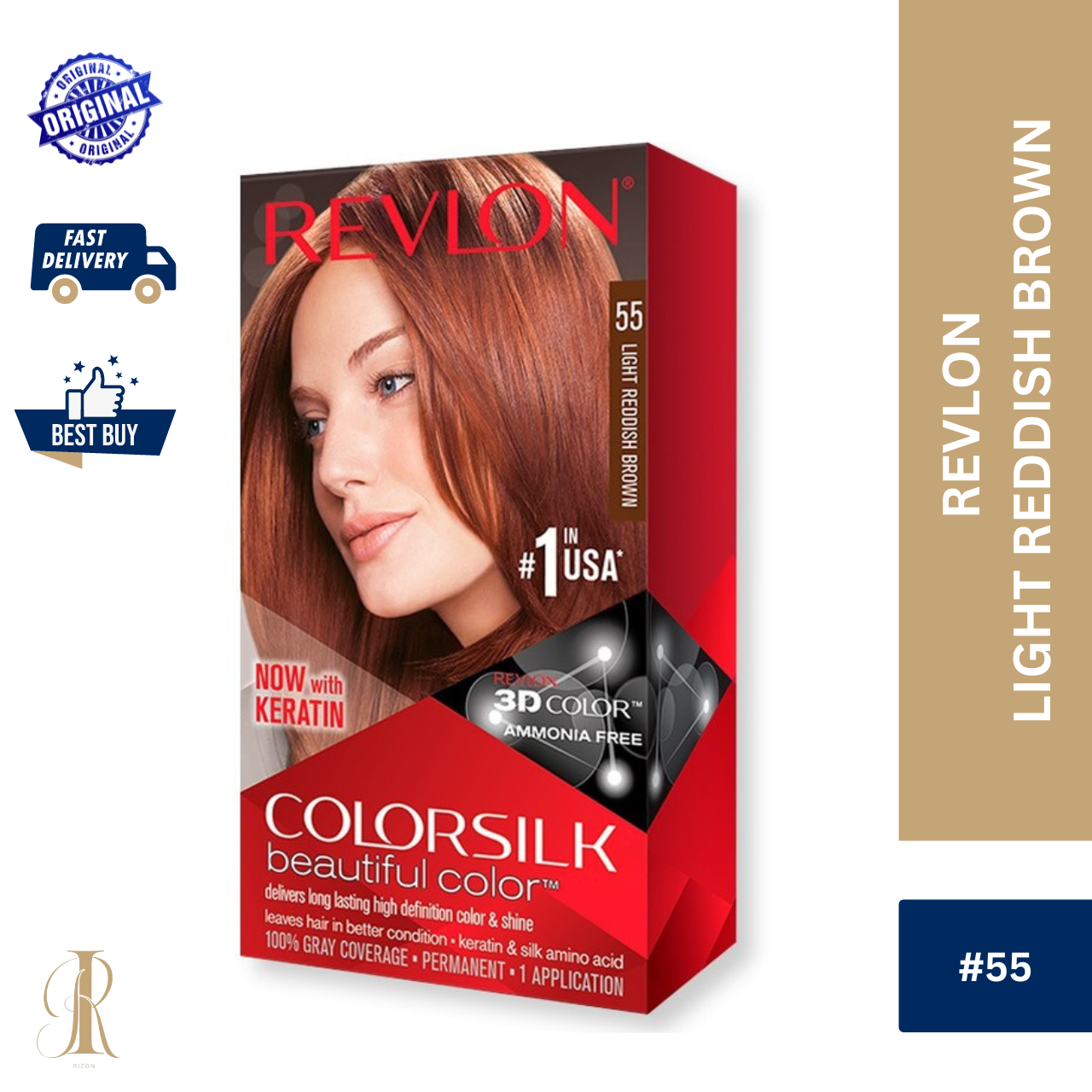 [Original] Revlon #55 Light Reddish Brown Hair Colour | Lazada