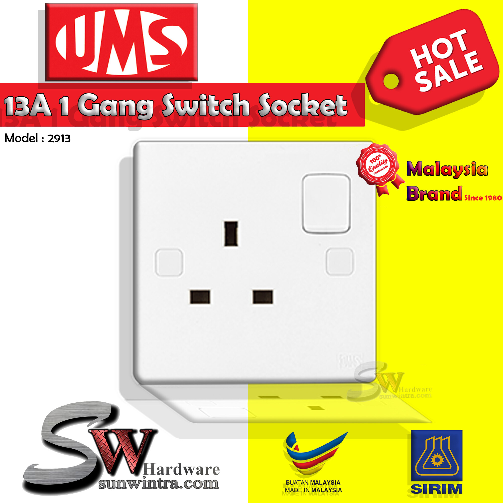 UMS 2913a / Apro 13A Switched Socket Outlet (SIRIM) Suis Elektrik 1 ...