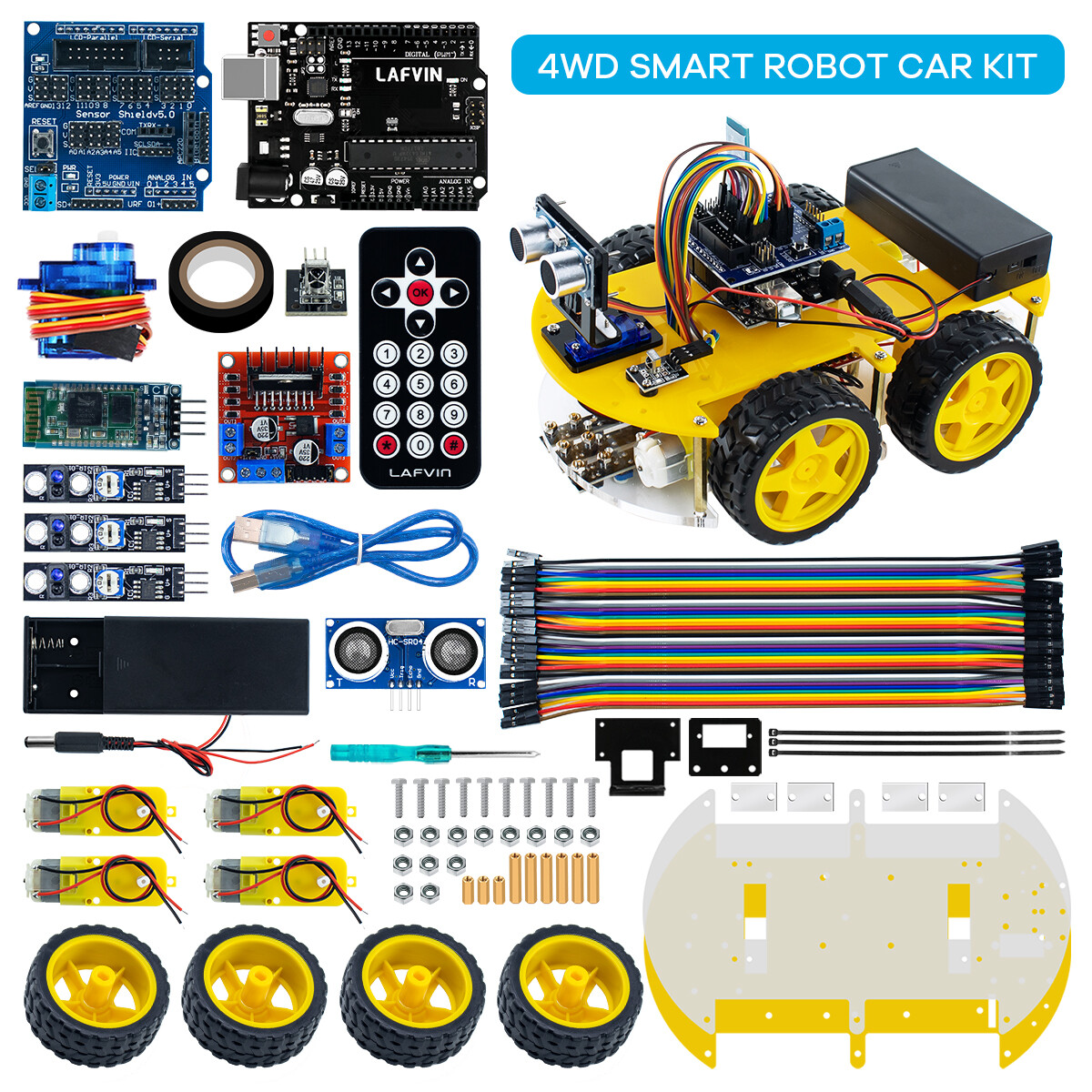 LAFVIN Robot Car Kit for Arduino UNO R3 Programming Project 4WD Robotic ...