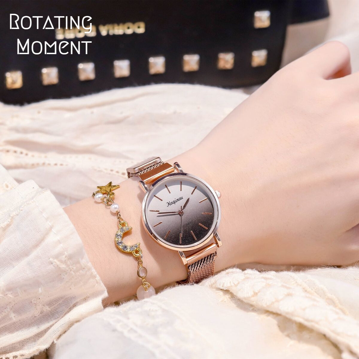 Rotating Moment (ฟรีกล่อง) Magnetic Chain Watch For Women With Gradient ...