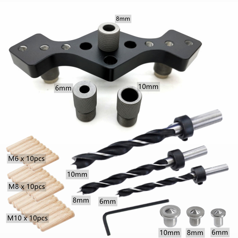 Woodworking 6/8/10mm Vertical Pocket Hole Jig Self Centering Dowel ...