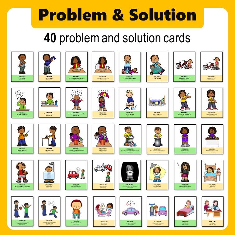 Problem & Solution Flash Card for Kids Educational Speech Therapy ...