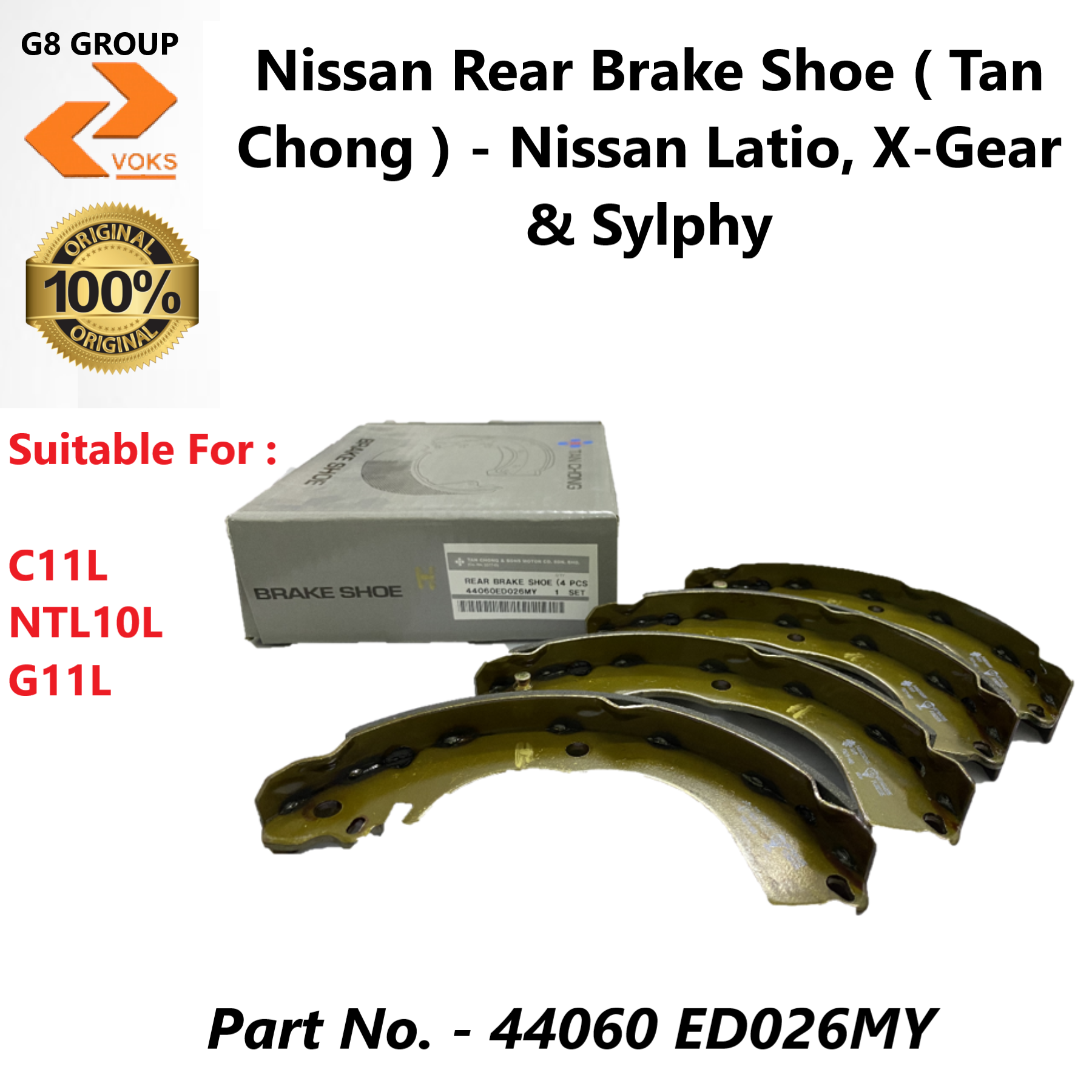 Nissan Rear Brake Shoe ( Tan Chong ) - Nissan Latio, X-Gear & Sylphy ...