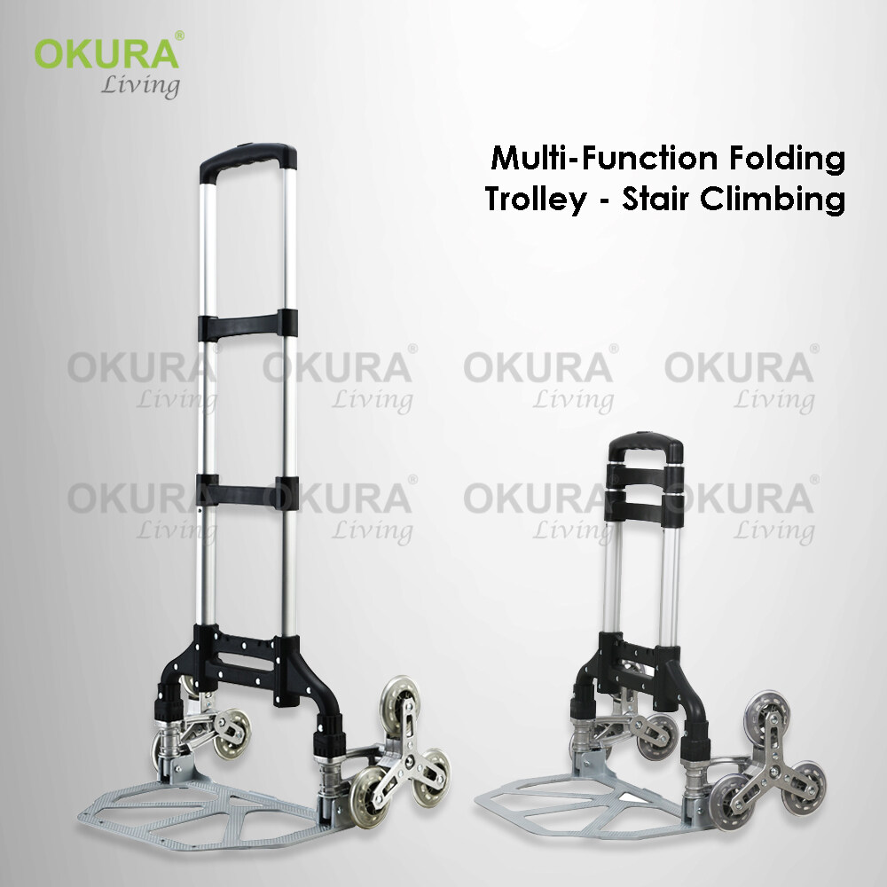 OKURA Foldable Aluminum Alloy Hand Truck Portable Stair Climbing Tri ...