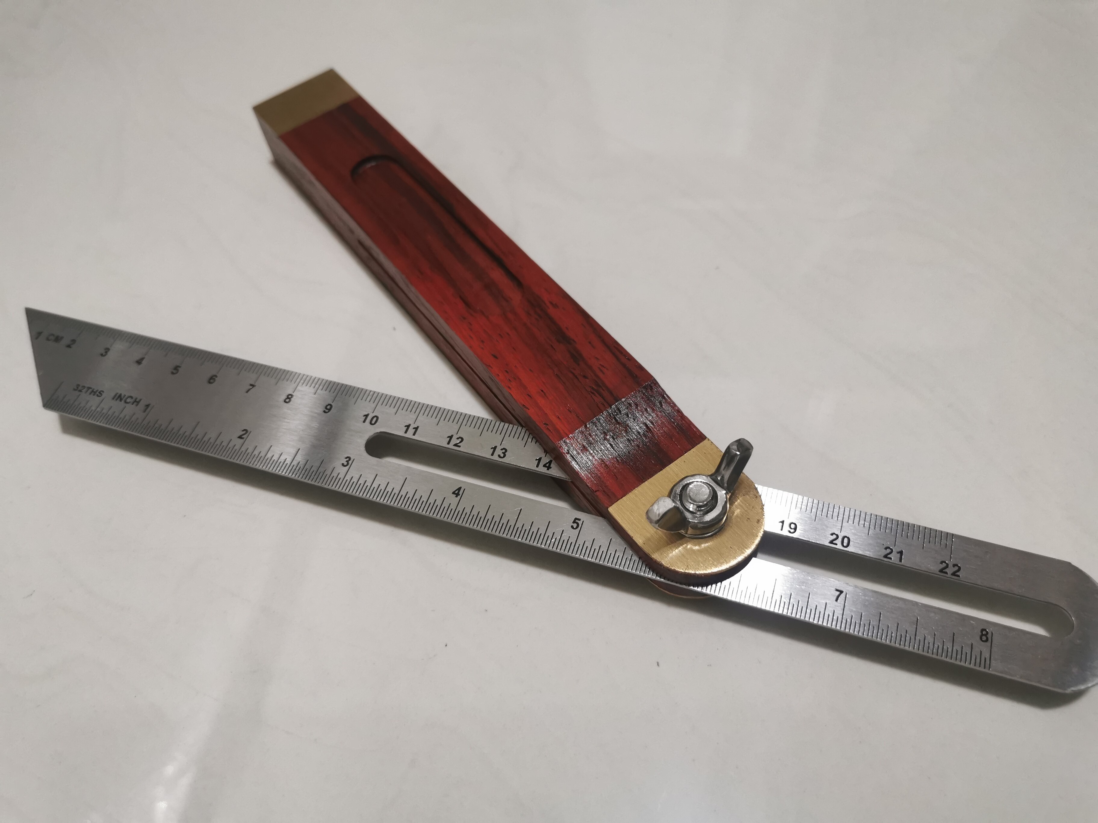 Wooden Handle Sliding T Bevel Square Ruler 红木手柄可调节直角尺 Sen Thor Hardware ...