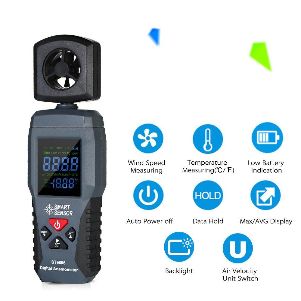 SMART SENSOR ST9606เครื่องวัดความเร็วลม,เครื่องวัดความเร็วลมหน้าจอLCD ...