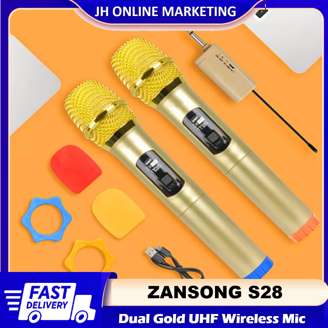 S28 Dual Gold Color UHF Professional Wireless Microphone with ...