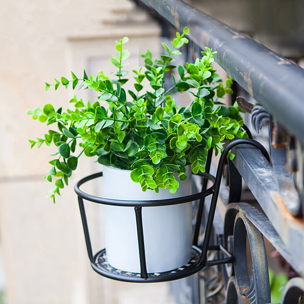 Iron Hanging Flowerpot Portable Flower Pots Metal Garden Flowers Bucket ...