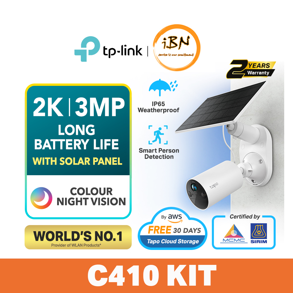TP-Link Tapo C410 KIT 3MP/2K Solar-Powered Security Camera Smart Wire-Free Security Color Pro ...