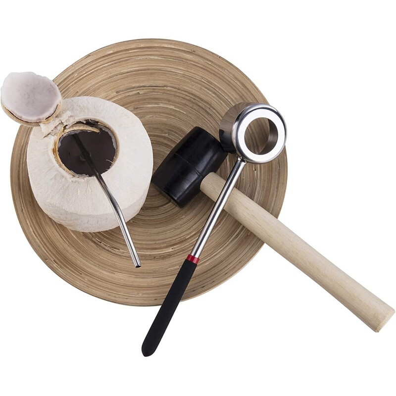 Coconut Opener Tools with Hammer Super Safe & Easy to Open Young ...