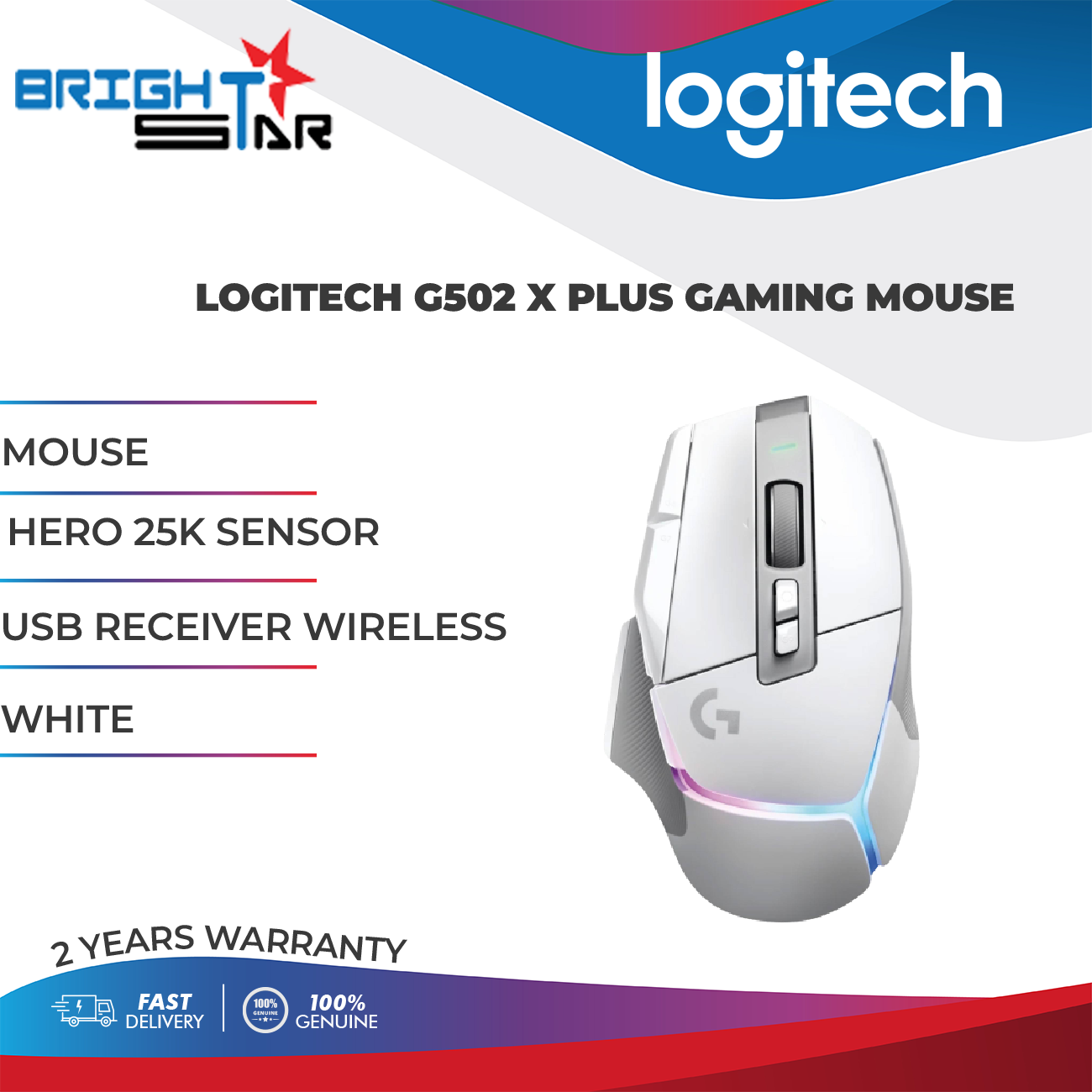 MOUSE / LOGITECH G502 X PLUS GAMING MOUSE / HERO 25K SENSOR / USB ...