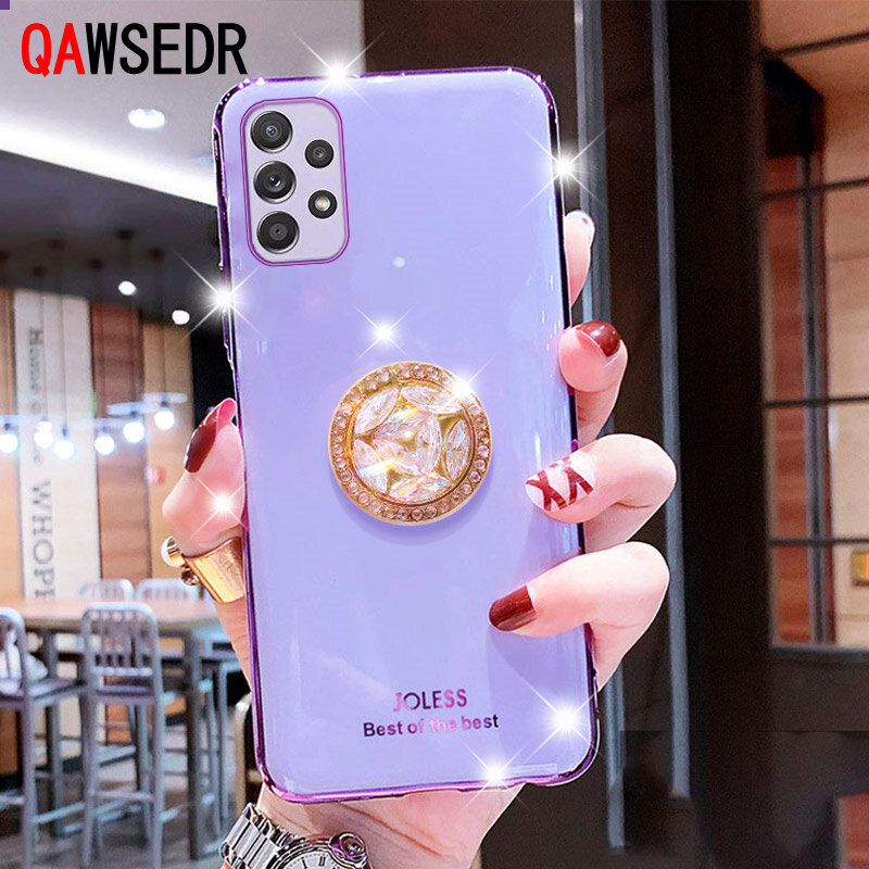 QAWSEDR ชุบสำหรับ Samsung A52 A72 A32 A71 A51 4G กล้องปลอกซิลิโคนนุ่ม ...