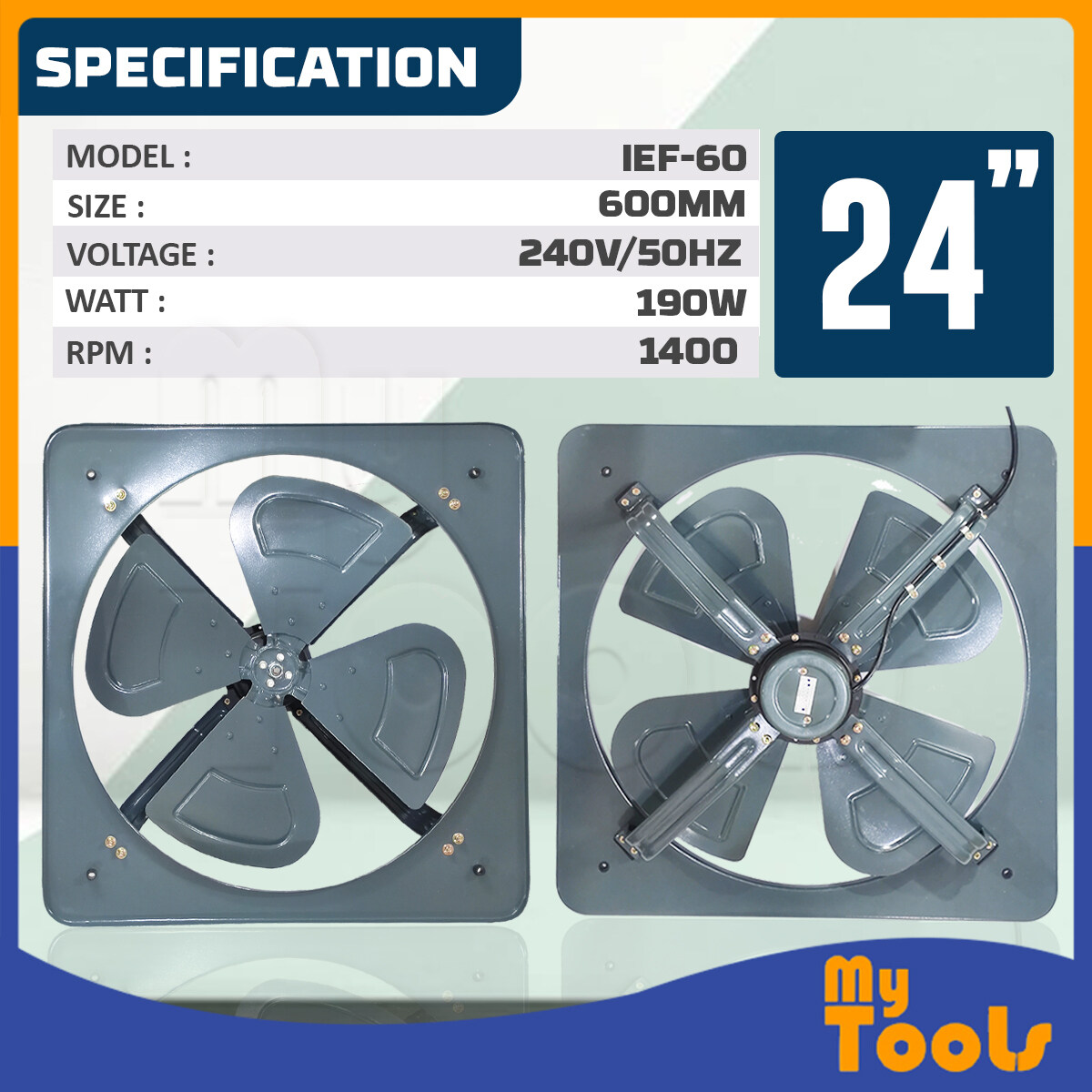 Mytools Industrial Exhaust Fan Ventilation Kitchen Wall Bathroom Fan ...