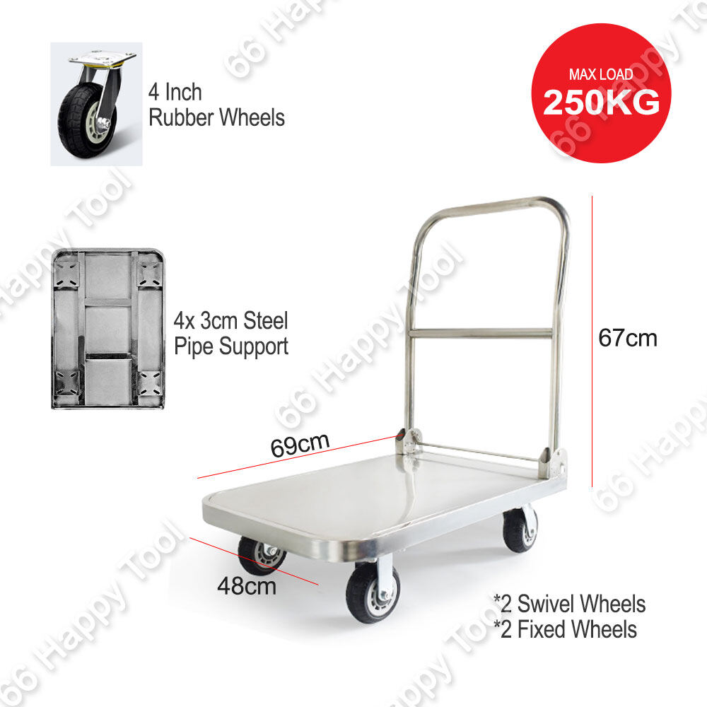 Stainless Steel Foldable Platform Hand Truck Trolley Heavy Duty Durable ...