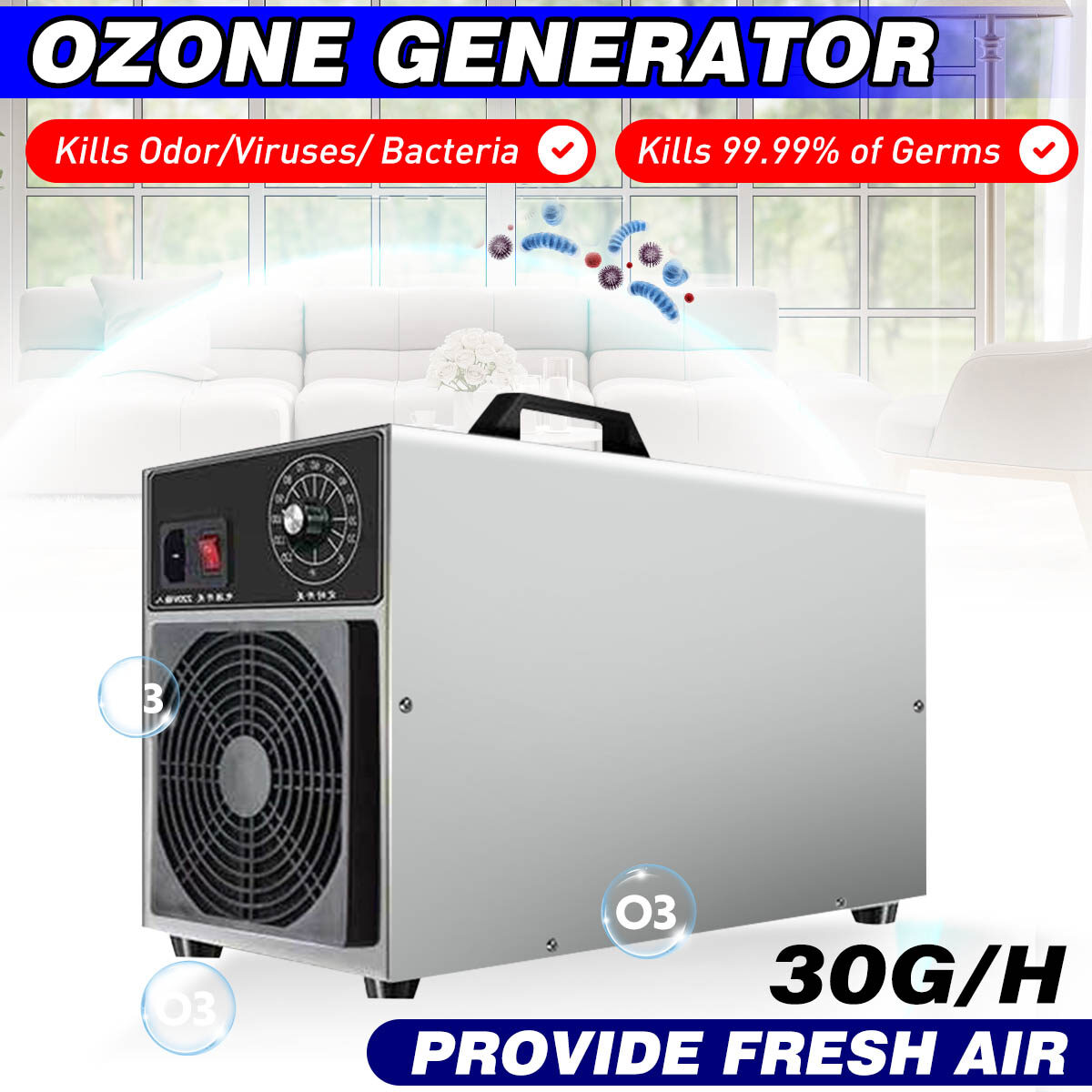 10kg/H Middle Size Ozone Generator Ozone Water Disinfection Industrial ...