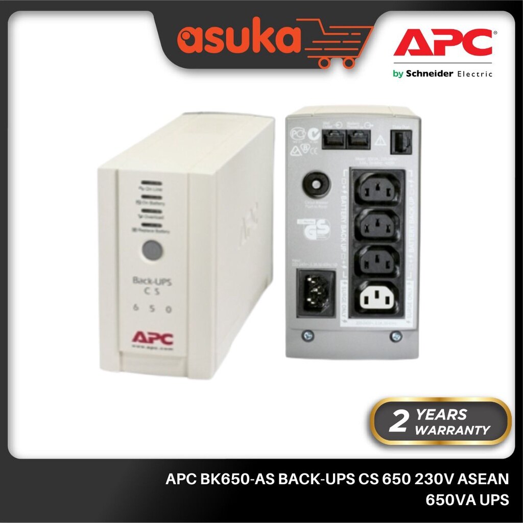 APC BK650-AS BACK-UPS CS 650 230V ASEAN 650VA UPS | Lazada