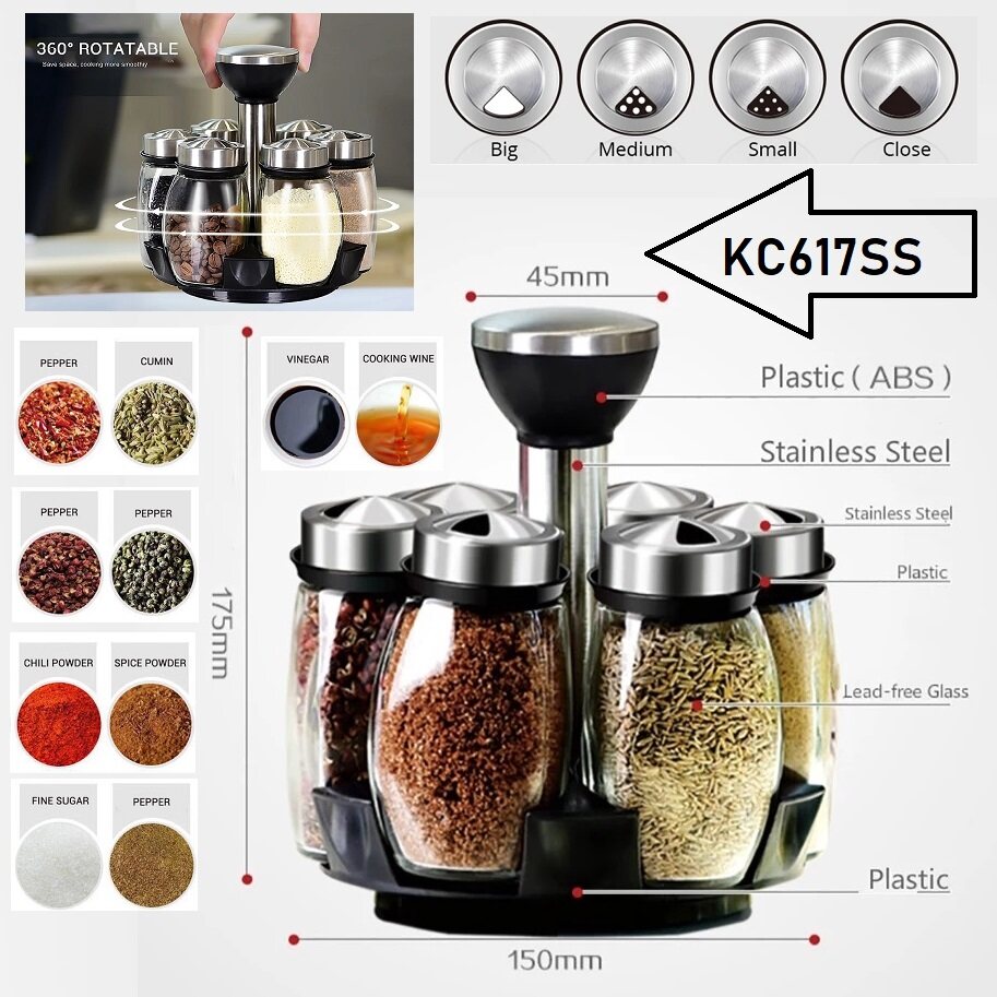 👉 READY STOCK 👉🇲🇾 Rotating Seasoning Jar Set SJ Spice Pepper Bottle ...