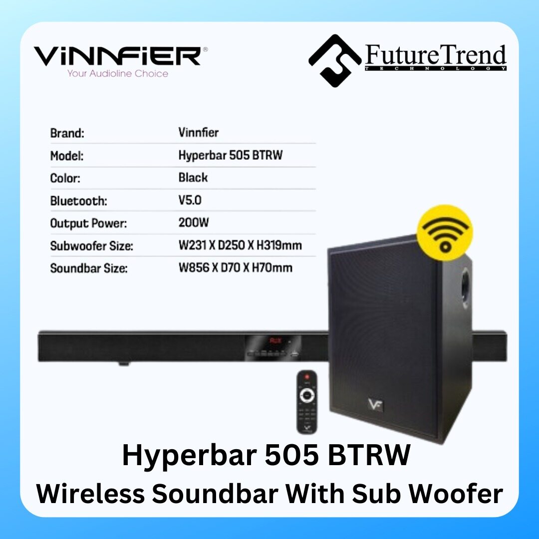 Vinnfier Hyperbar 505 BTRW Wireless Soundbar With Wireless Sub Woofer ...