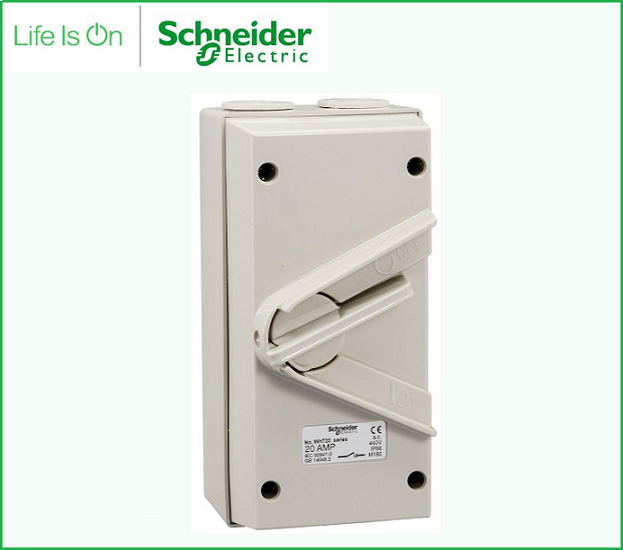 SCHNEIDER KAVACHA WHT20 20A 440V IP66 SURFACE MOUNT TRIPLE POLE ISOLATING SWITCH WEATHERPROOF ...