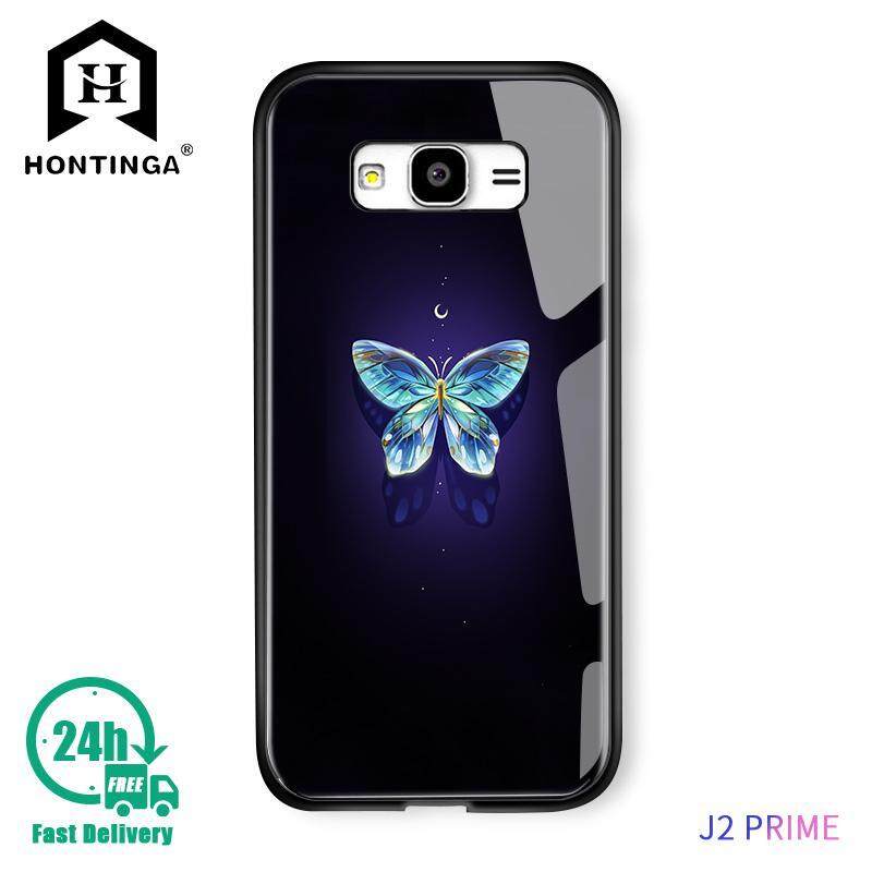 Hontingaเคสโทรศัพท์galaxyพิมพ์ลายดอกไม้และผีเสื้อ เคสกระจกนิรภัยกัน