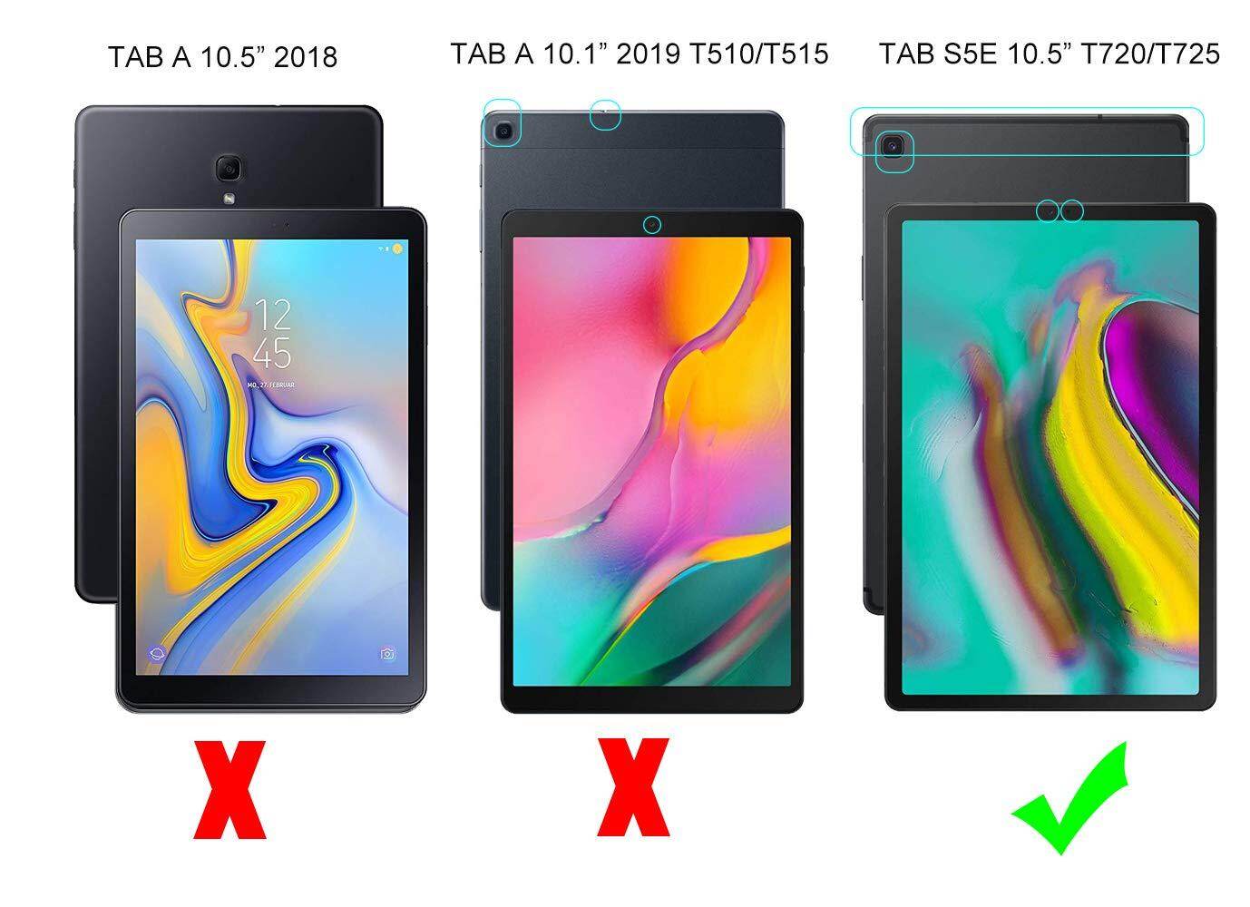 สำหรับ Samsung Galaxy Tab S5e Case, Slim Light หนัง PU 360หมุนสำหรับ ...