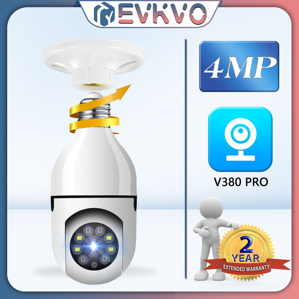 EVKVO E27 4MP กล้องโดม CCTV Camera IP V380 APP LED & IR Night Vison 4X ซูม Wifi ไร้สายมินิ PTZ ...