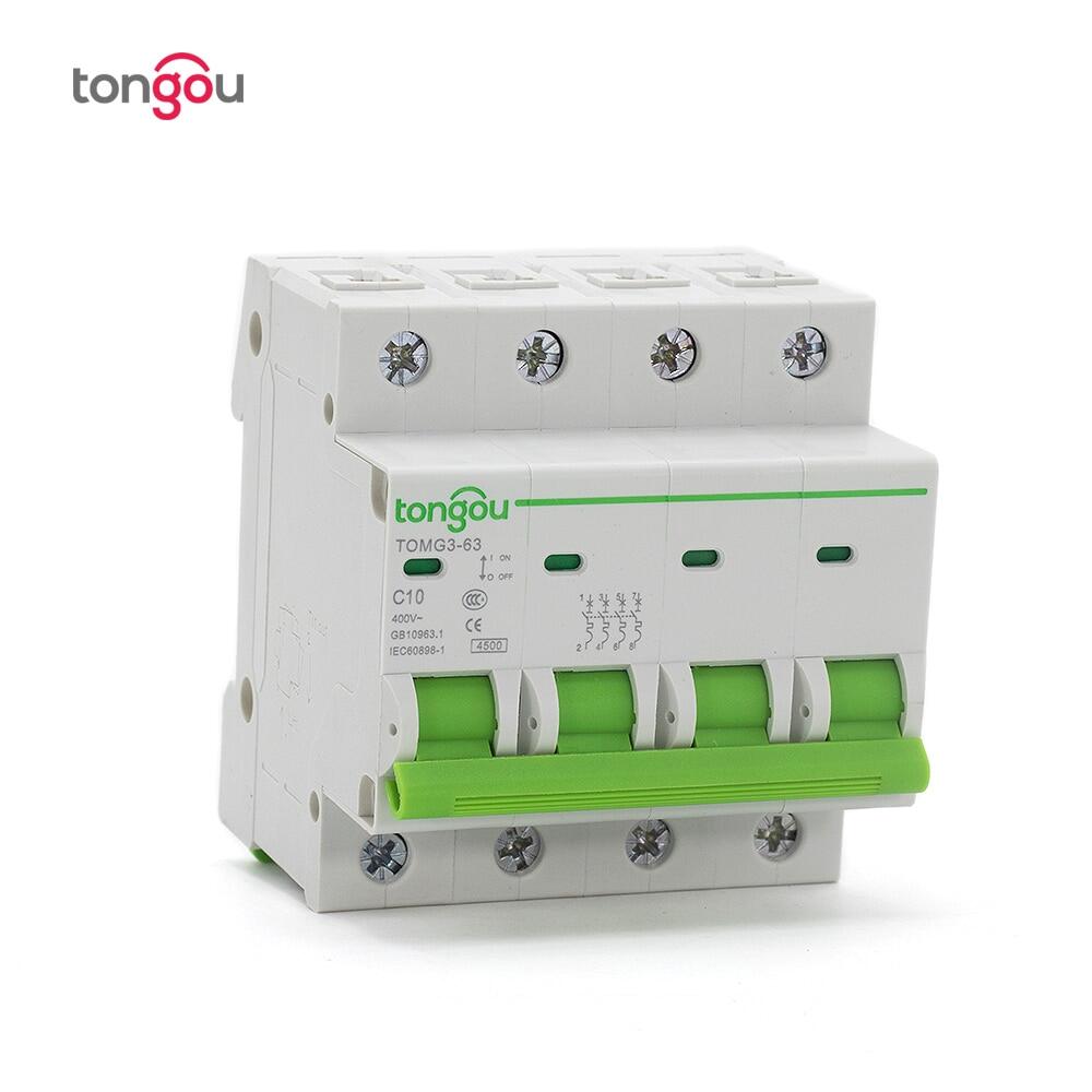4 Pole 10a Mcb Miniature Circuit Breaker 4.5ka Type Ac 110v/230v/400v ...
