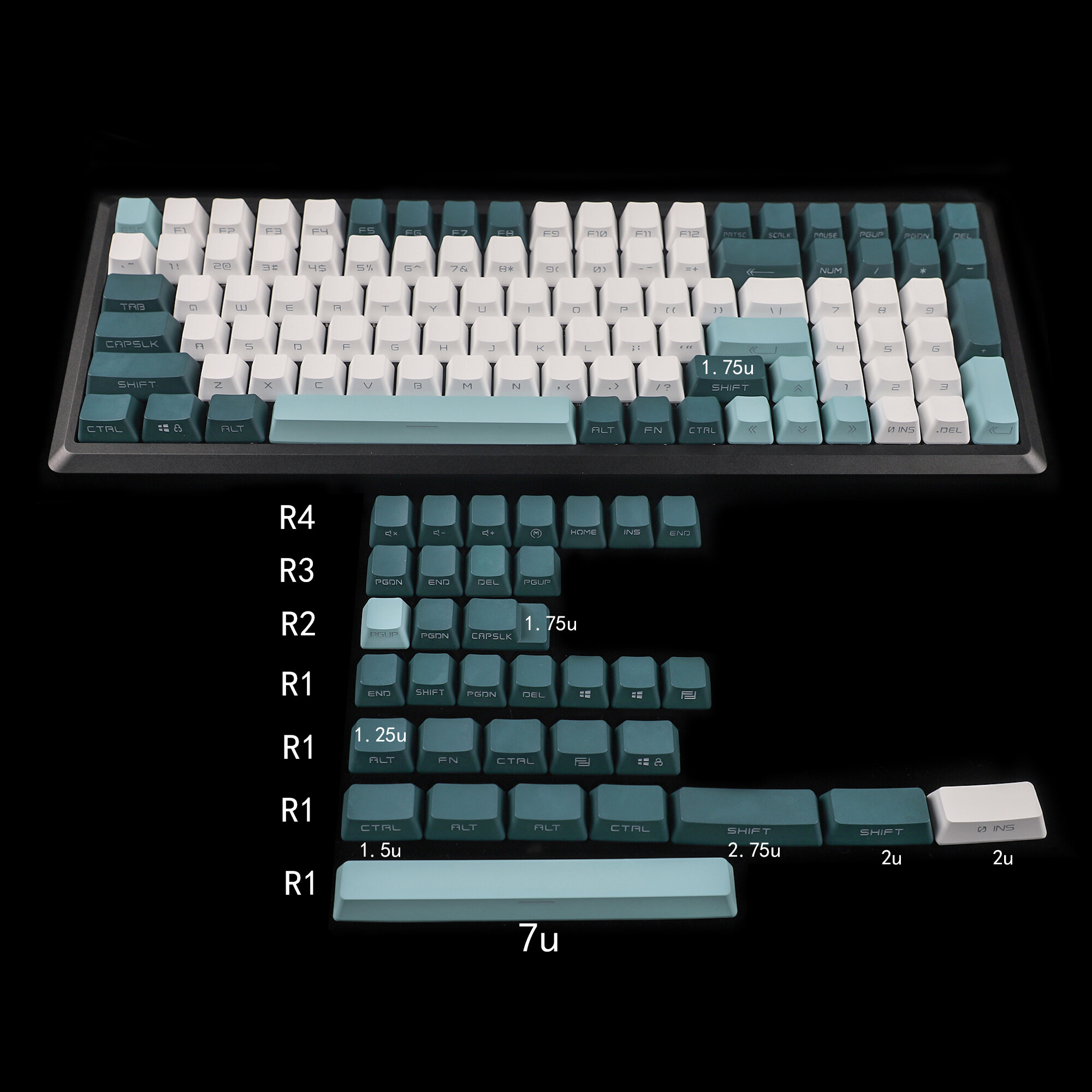 YMDK Botanical Moonrise Polar Day 133 Key PBT Double Shot Side-lit ...