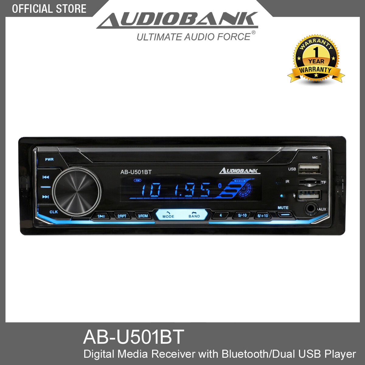 AUDIOBANK CAR AUDIO AB-U501BT 1-Din Bluetooth USB Car Headunit Car ...