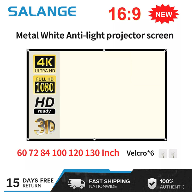 Salange Projector Screen White Grid Anti-Light 16:9 Portable Reflective ...