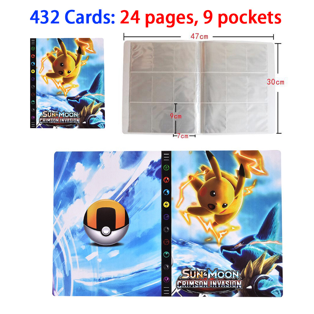 240/540 Cards, 9 Pocket Pokemon 432Pcs card album binder, Cartoon ...