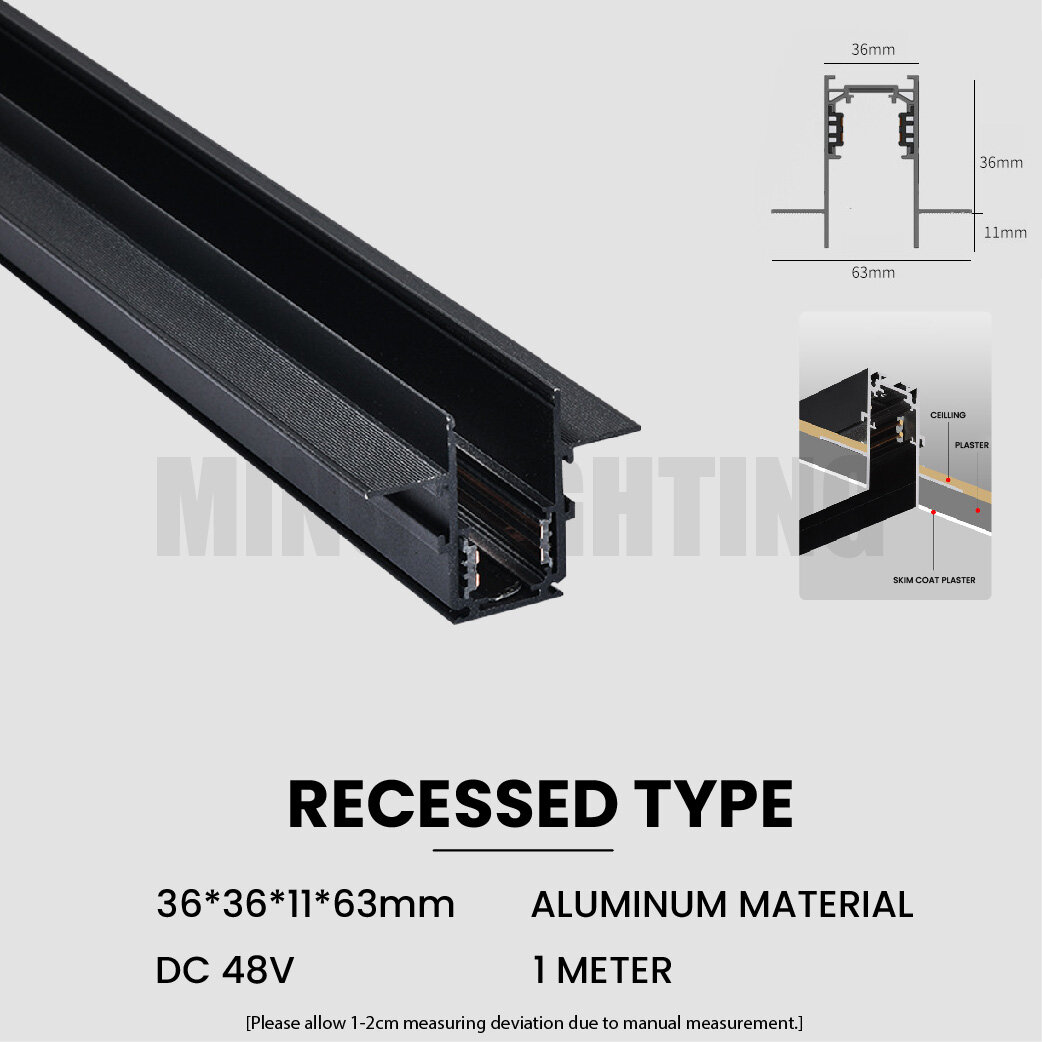 LED Magnetic Track Light Bar 1m Recessed Surface Plaster Ceiling ...