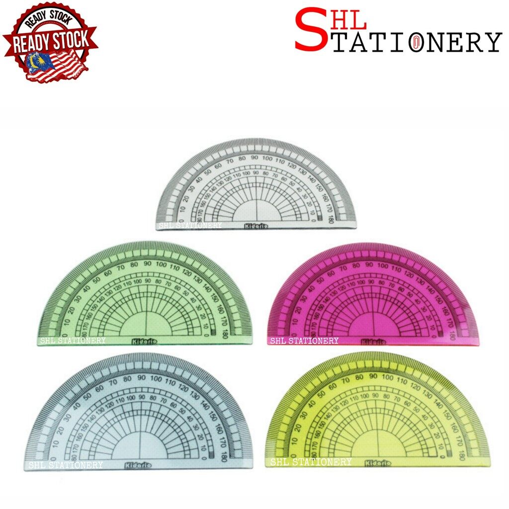 KIDARIO Colourful Protractor 180 Degree Ruler / Transparent Semi Circle ...