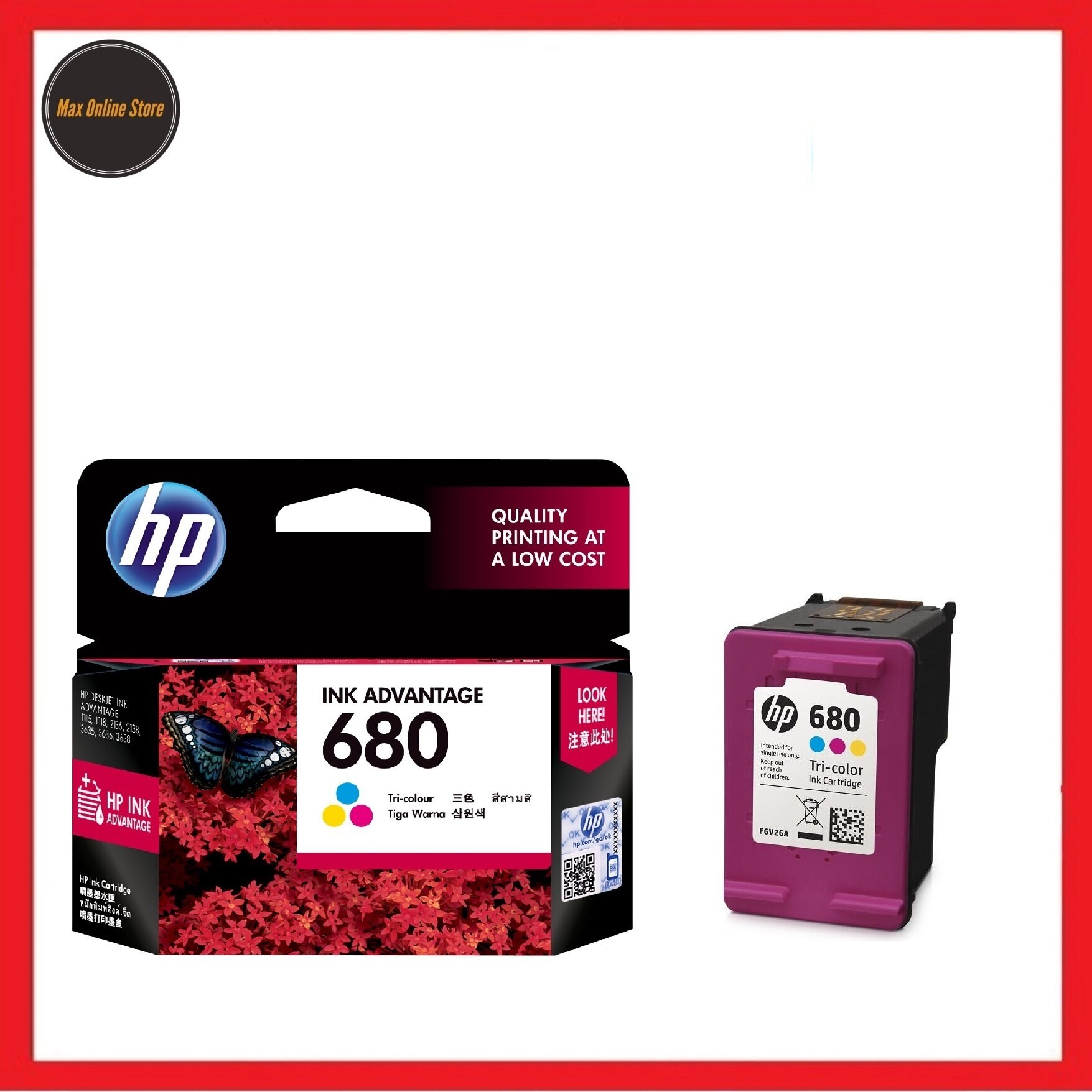 HP 680 682 Black / Tri-Color HP Original Ink Advantage Catridge F6V27A ...