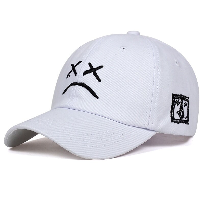 Dad Hat Embroidered Cotton Baseball Cap Sad Face Hat Hip Hop Cap ...