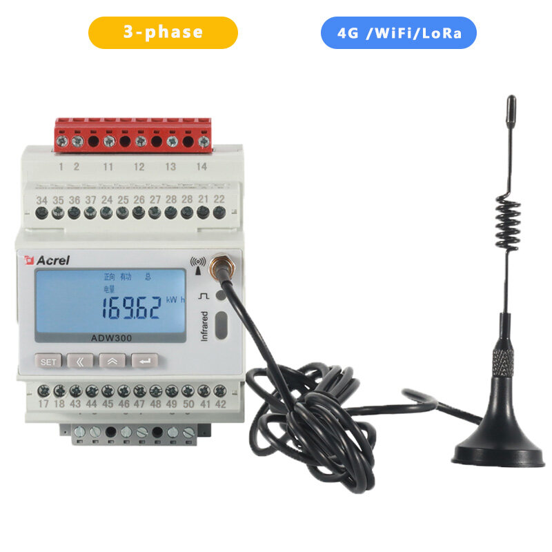 Acrel 3 Phase ADW300-LR Wireless Measurement low voltage IoT Platform Power Meter lora wireless ...