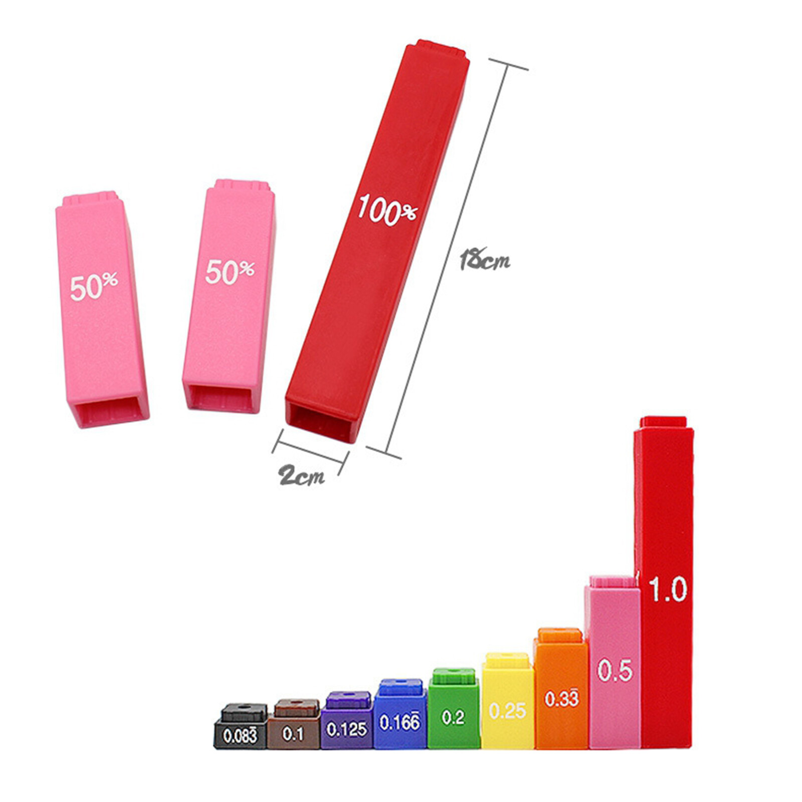 CCFine 51 PCS Fraction Blocks Cubes - Math Manipulatives for Elementary ...